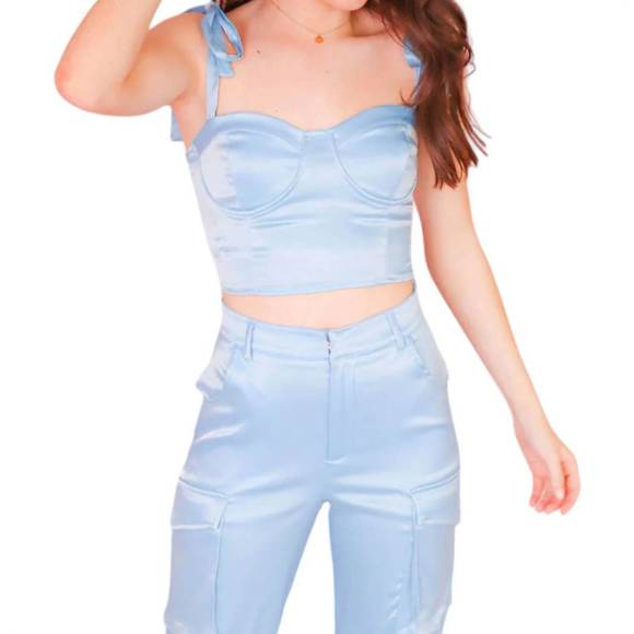 Pretty Garbage | Tops | New Pretty Garbage Bustier Top In Sky Blue ...